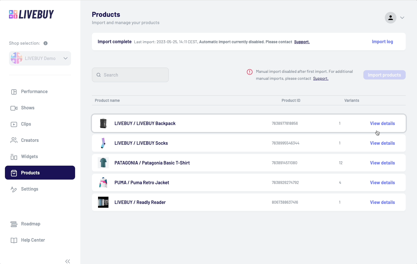 Import your Product Catalogue – LIVEBUY