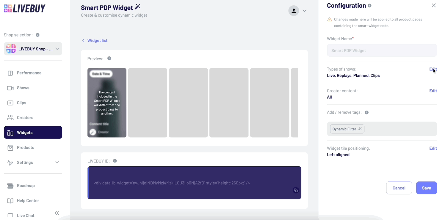 Smart PDP Widget – LIVEBUY